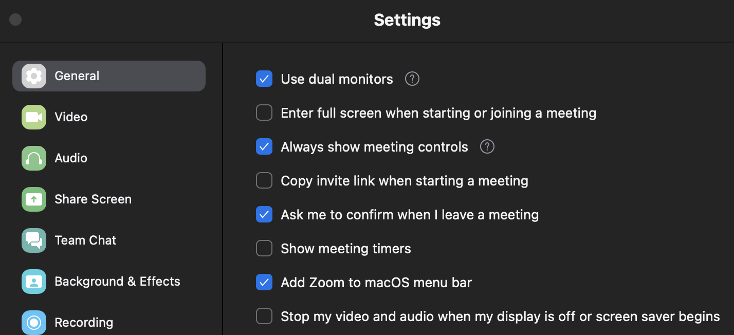How do I enable dual monitors in Zoom?